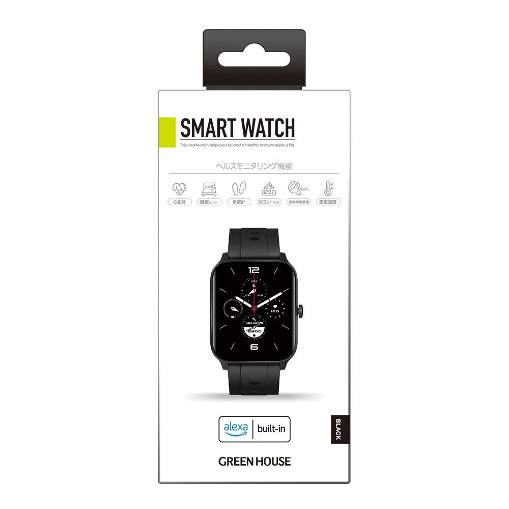 グリーンハウス スマートウォッチ スクエア ブラック GH-SMWA-BK | 時計 | ホームセンター通販【カインズ】