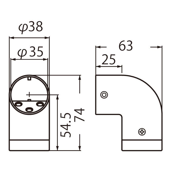 シロクマ BR-138R エンドエルボ(右)35径AG JANコード：4936350098595(CDC)【ネット注文限定・別送品】 | ねじ ...