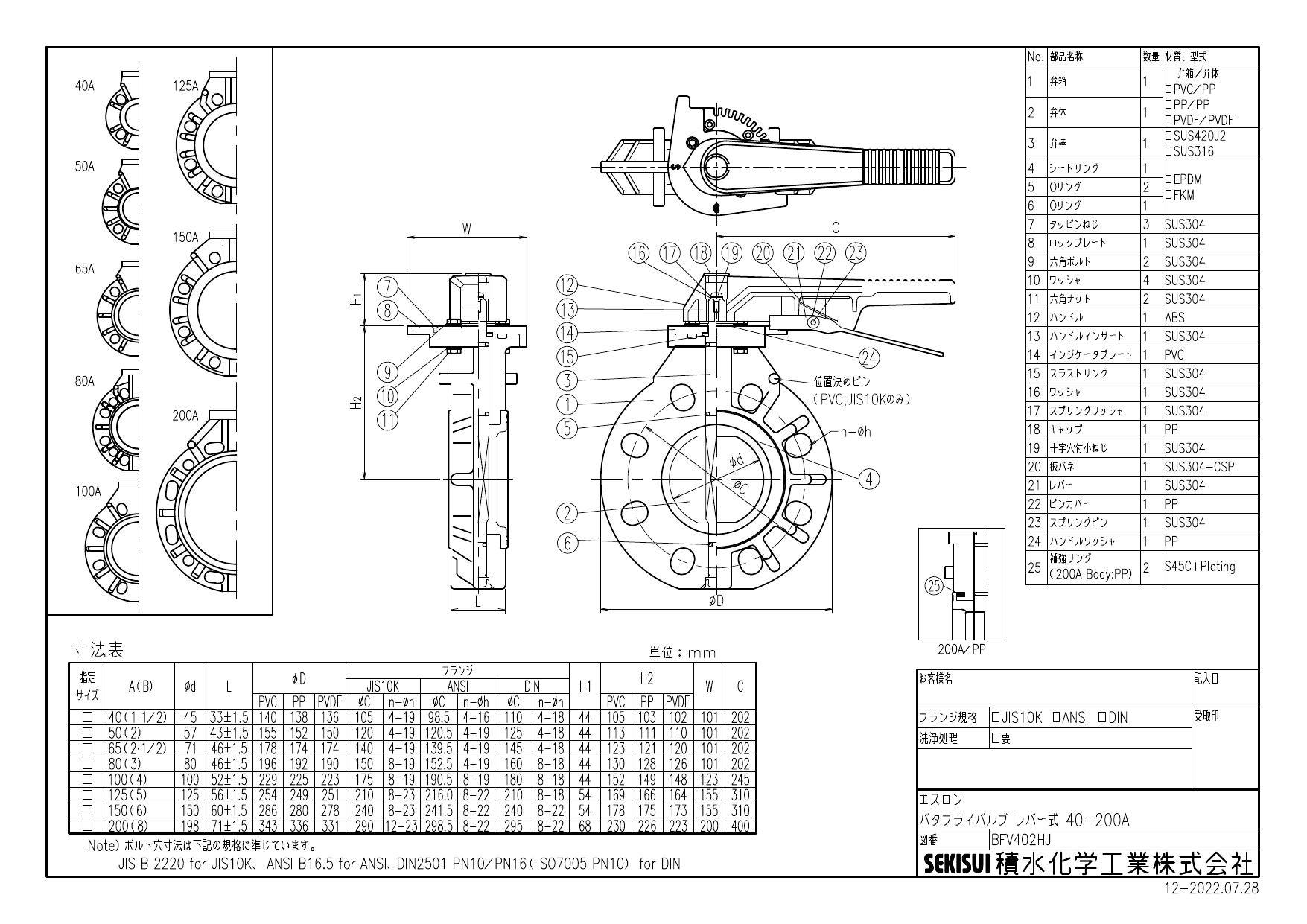 セキスイ 積水化学工業 PVCBFV 80A PVC BFV PVCバタ弁【レバー･EPDM】 80A 配管部材 PVC 一般弁 ...