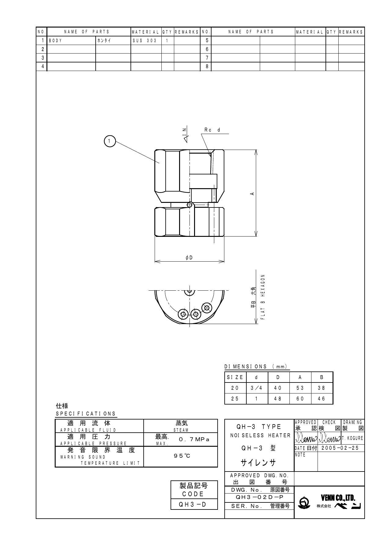 ベン QH3-D 20A QH3-D SUS低騒音形サイレンサ 20A 配管部材 温度調節バルブ/ミキシングバルブ/サイレンサ(標準 ...