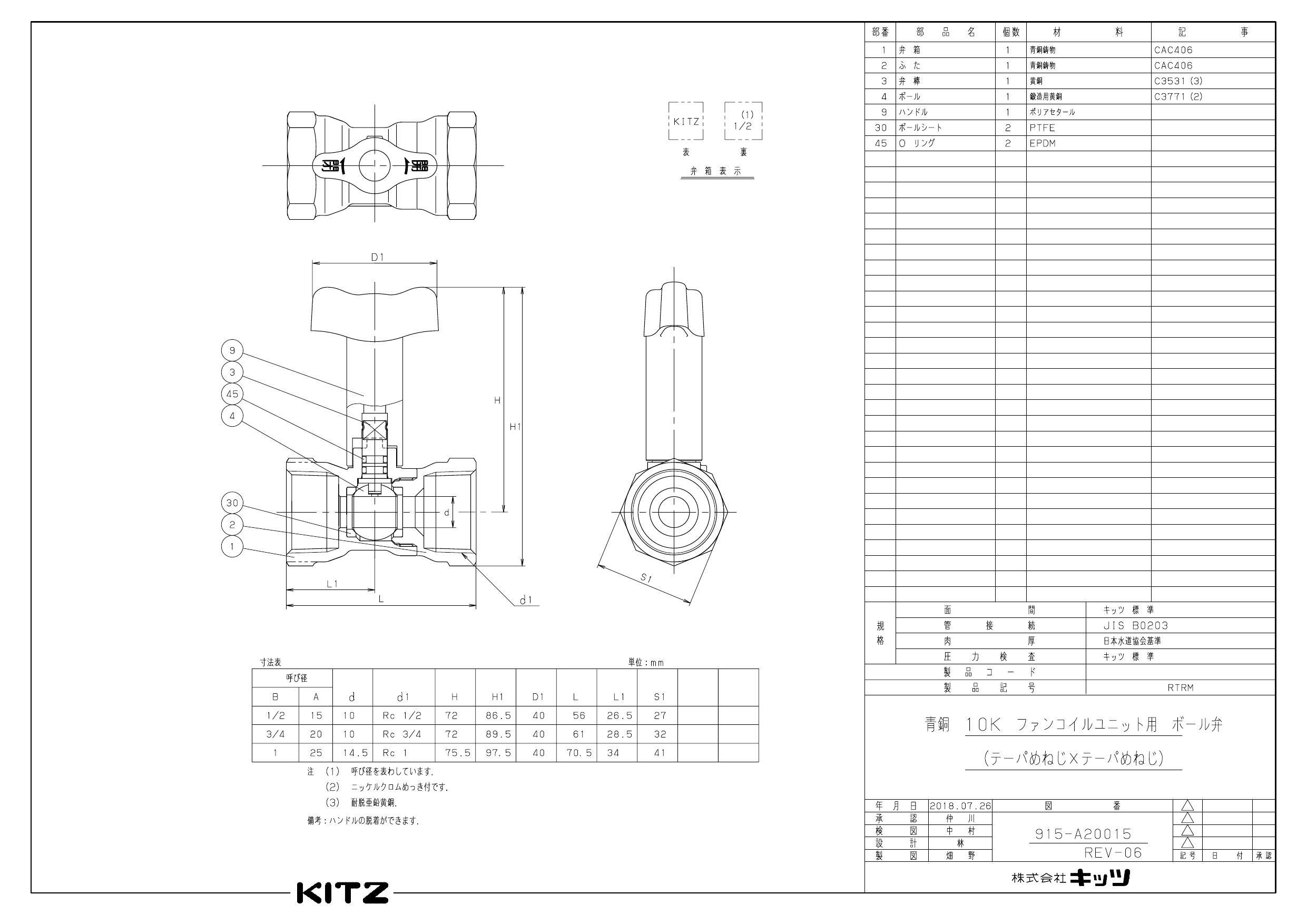 キッツ RTRM 20A RTRM ファンコイルユニットボール弁【テーパめねじXテーパめねじ･レデューストボア】 20A 配管部材 青銅 ...
