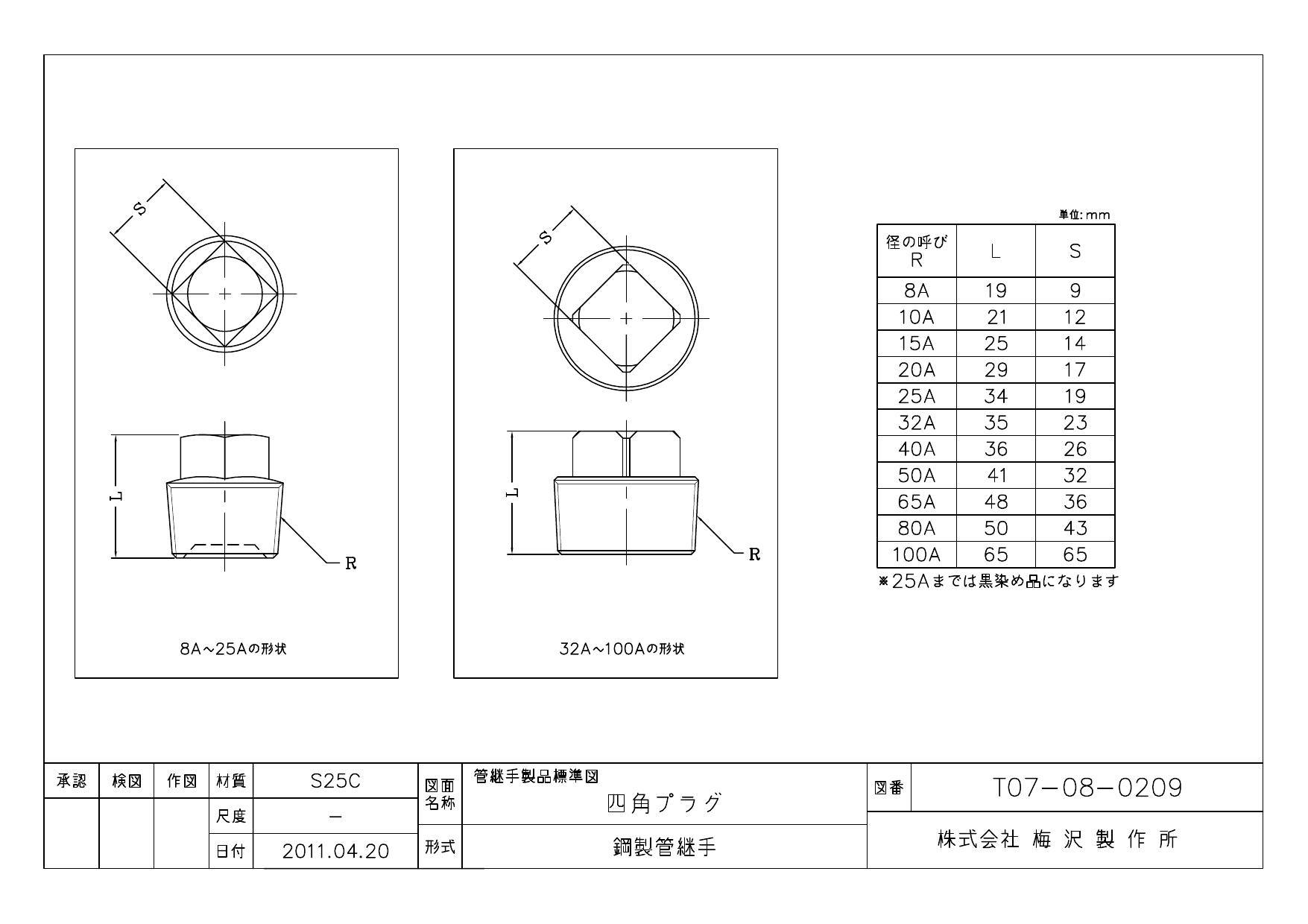 梅沢製作所 白 S25C 高圧 プラグ 25A 配管部材 高圧鍛造継手(カーボンメッキ) 00000865088(CDC)【ネット注文限定 ...