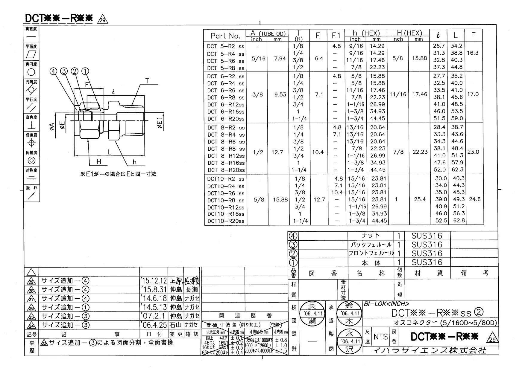 イハラサイエンス DCT8-R8SS オスコネクター 1/2ODxR1/2 (278645) 配管部材 ダブルフェルールタイプ チューブ継手 ...