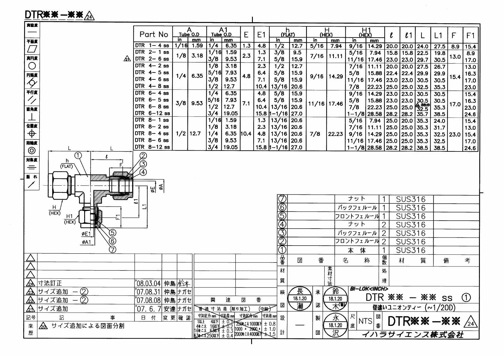 イハラサイエンス DTR6-4SS レデューシング･ユニオン･ティー 3/8ODx3/8ODx1/4OD (320731) 配管部材 ダブル ...