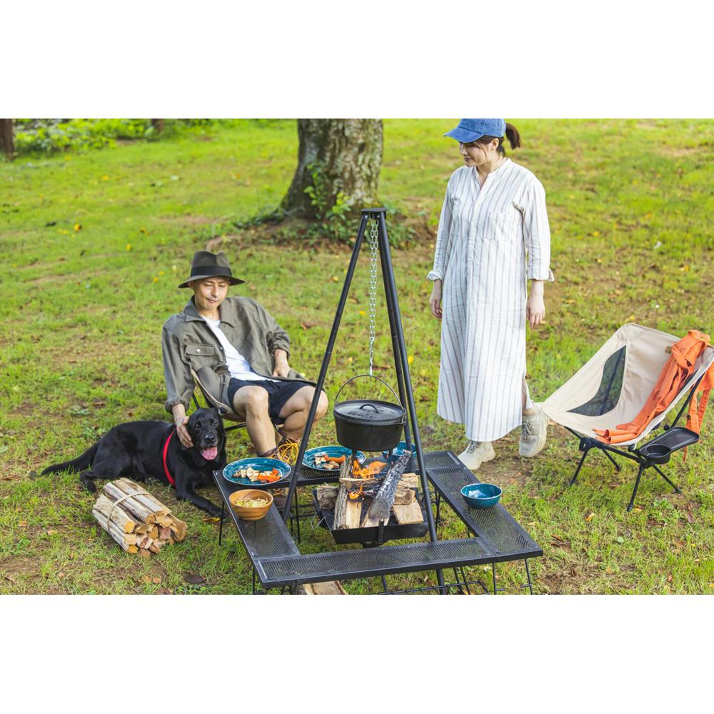 アイリスオーヤマ 焚き火三脚 TKB-TP135 ブラック キャンプ